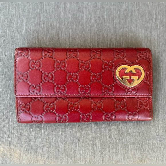 Gucci | Bags | Gucci Red Leather Heart Wallet | Poshmark